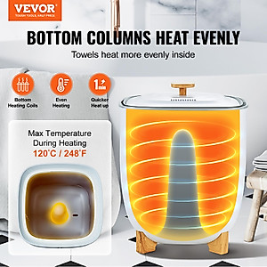VEVOR Towel Warmer 25L, Towel Warmer Bucket with 2 Heating Modes, 20/40/60/90 Min Auto Shut Off, Bottom Heating Columns, LED Screen, Large Towel Warmer for Bathroom, Spa, Bathrobe, Blanket & Pajama