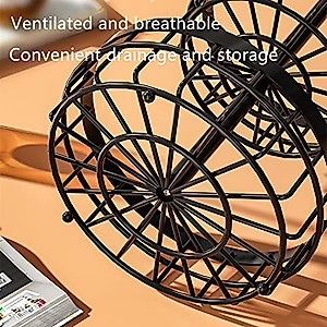 Baoz 3 Tier Fruit Basket For Kitchen Countertop Metal Wire Fruit Bowl Holder Triple Layer Detachable Fruit storage Tray Rack Stand for Storing Veggies Bread Snacks, Black