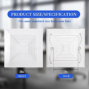 Mkhaslri 4 Pcs Exhaust Bathroom Ceiling Fan 9 x 9 Inch Grille with Springs Plastic Replacement Vent Cover Wall Mount Bathroom Fan Cover Replacement Parts for Square Ceiling for Ventilation Fan