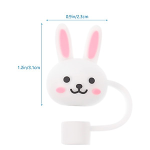 Abaodam 10Pcs Silicone Rabbit Straw Cap Covers Bunny Straw Topper Reusable Cute Straws Plugs Cartoon Drinking Straw Tips Lids