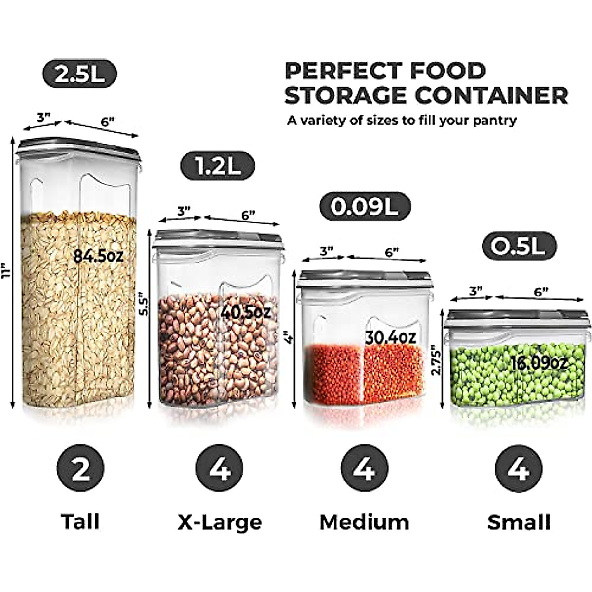 LARGE SET 28 pc Airtight Food Storage Containers with Lids (14 Container Set) Airtight Plastic Dry Food Space Saver Boxes, One Lid Fits All - Stackable Freezer Refrigerator kitchen Storage Containers