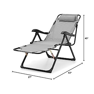Folding Zero-Gravity Chair Outdoor Camping Cot Adjustable Recliner Lounge Chaise