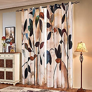 subrtex Printed Curtains Room Darkening for Bedroom Living Room Kids Room Dining Room Valance Colorful Window Drapes 2 Panel Set (52'' x 63'', Brown)