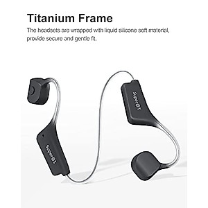 SAMVEK Bone Conduction Bluetooth Headphones with Mic, Qualcomm 3024 Chip, IP68 Waterproof Open Ear Headphones, Wireless Sweatproof Earbuds, Sport Headset for Running, Cycling, Workouts and Gym