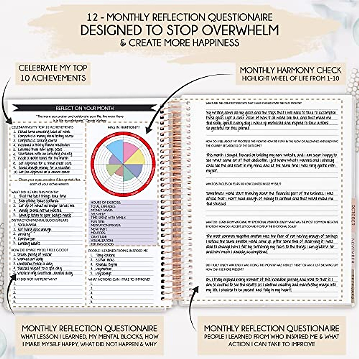 Manifestation Planner - 2023 Deluxe Weekly & Monthly Life Planner to Achieve Your Goals. A 12 Month Journey to Increase Productivity, Organizer & Gratitude Journal and Stickers