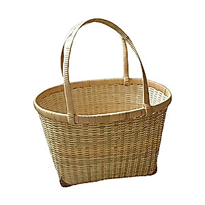 Cabilock Toy Containers Rattan Woven Flower Basket with Handle Picnic Sundries Storage Basket Gift Storge Basket Woven Hanging Wall Mounted Basket Rustic Home Décor Snack Gift Baskets
