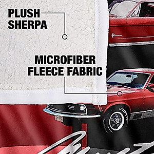 Ford Blanket, 50"x60" Mustang Line Up Silky Touch Sherpa Back Super Soft Throw Blanket