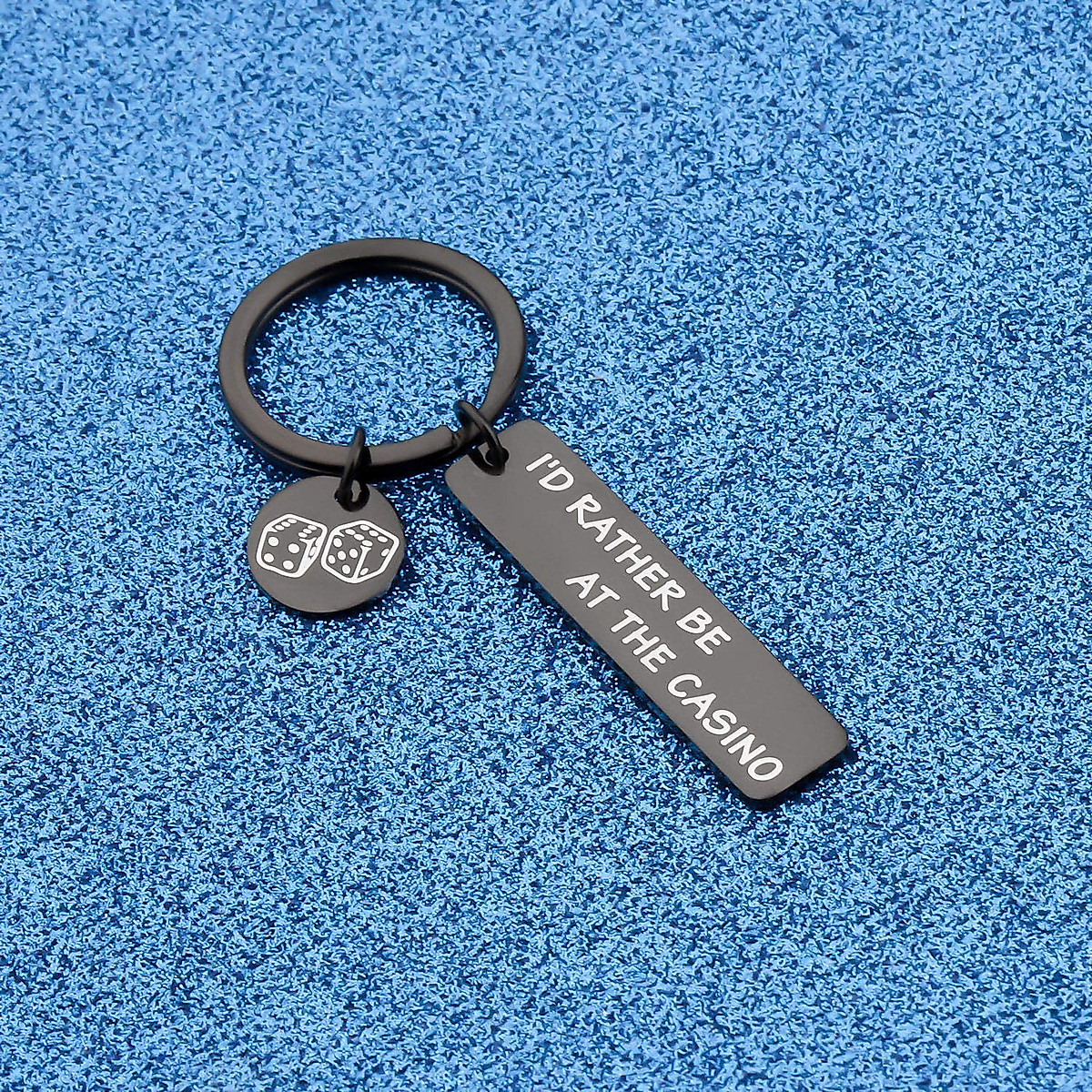 WUSUANED Gambler Gift I'D Rather Be At The Casino Lucky Dice Keychain Casino Lover Gift Gambling jewelry (I'd rather be at the casino keychain B)