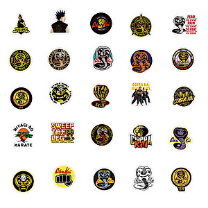 100Pcs Cobra Kai Stickers for Water Bottle, Funny TV Series Decal Gifts, Waterproof Stickers Pack for Teen Adult Laptop Computer Skateboard Phone Luggage Guitar Travel Case Bike
