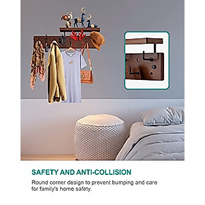 HSEOFBUTY Multi-Functional Wall Mounted Coat Rack Shelf with 8 Metal Hooks, Heavy Duty Storage Shelf for Space Saving and Organizing, Perfect for Coats, Hats, Scarves, and More