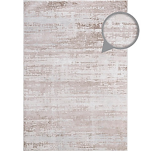 CAMILSON Living Room Rugs Modern Luxury 4x6 Vintage Abstract Area Rug Soft Medium Pile Stain Resistant Easy-Cleaning Non-Shedding for Living Room Office Indoor Carpet (4 x 6 / Beige - White)