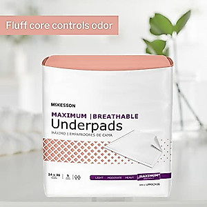 McKesson Maximum Breathable Underpads, Incontinence, Maximum Absorbency, 24 in x 36 in, 70 Count