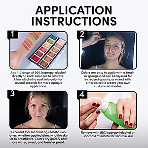 Narrative Cosmetics 12-Color Flesh Tone Alcohol-Activated Palette, Tattoo Cover, Highly Pigmented Professional SFX Makeup for Film, Theatre, TV