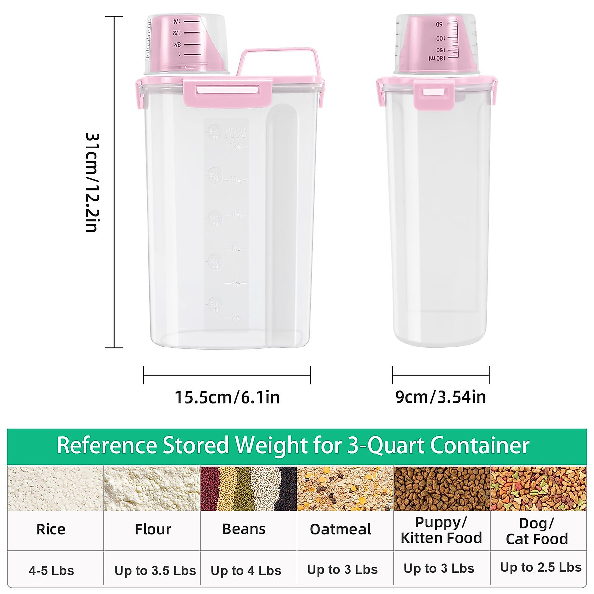 TBMax Rice Storage Container 5 Lbs, Small Airtight Dry Food Container for Flour Cereal Pasta Kitchen Pantry Organization -Red