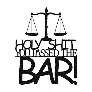 MFULHUBA Passed the Bar Cake Topper, Future Lawyer, Funny Lawyer Grad Cake Decor, Law School Survivor 2024 Graduation Party Decorations Black Glitter