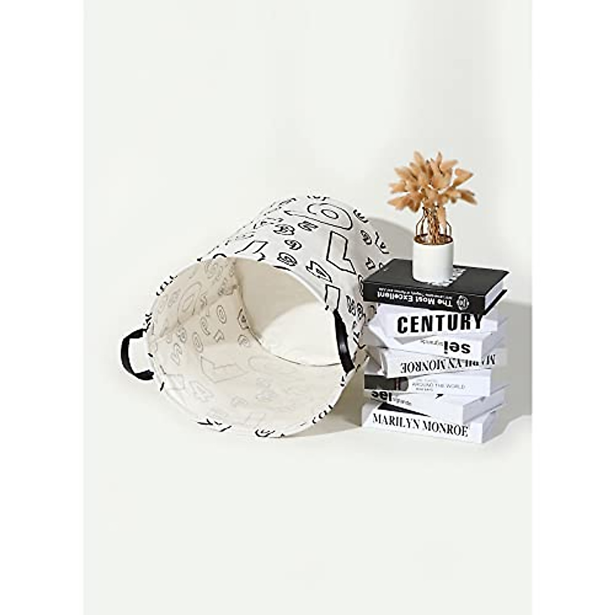 SEVEBDOME Canvas Fabric Storage Baskets with Handle, Foldable, Convenient Home Storage Bin Toy Bins Gift Baskets Bedroom Clothes Children Nursery Hamper (Number)