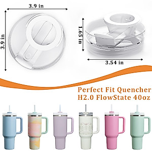 40 oz Tumbler Lid Replacement for Stanley Cup, 2-in-1 Cup Top with Magnetic Phone Holder for Stanley 40 oz Tumbler with Handle, Tumbler Cover Lid for Stanley Cup Accessories (Clear-White)