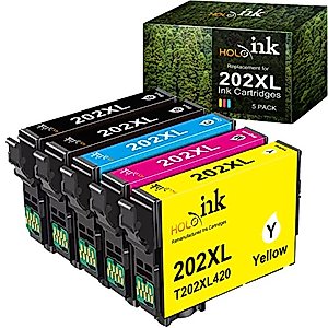 HOINKLO Remanufactured Ink Cartridge Replacement for Epson 202XL 202 XL T202XL use with Epson Workforce WF-2860 Expression Home XP-5100 (2 Black, Cyan, Magenta, Yellow, 5-Pack)
