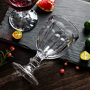 EVEREST GLOBAL Iced Tea Goblet Glasses Set of 6 10.2 oz Vintage Octagon Glassware for Beverage Stemmed Stemware Soda Juice Water Perfect for Party Bars Restaurants (Crystal Clear)