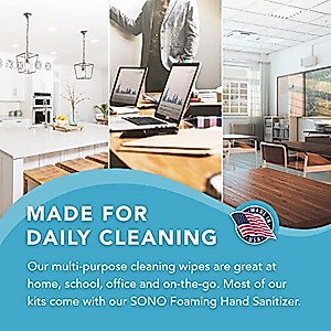 SONO Disinfecting Wipes - Medical-Grade, Alcohol-Free, No Bleach - Multi-Surface Cleaning Wipes for Home, School, Office - 160 CT (Canister of 2) + 1 Pack of Hand Sanitizing Wipes
