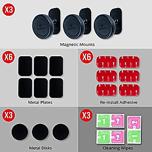 TACKFORM Three Pack of Magnetic Phone Mounts, Universal Stick-On Dashboard Magnet Mount and Cell Phone Holder - Great for Car, Home and Office