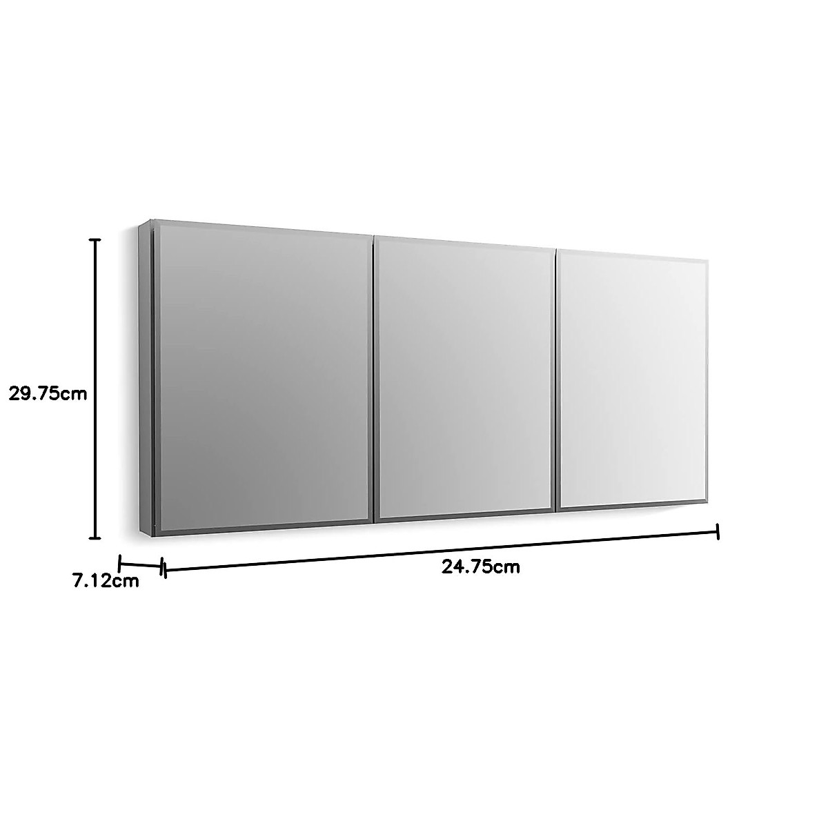 KOHLER CLC Flat, Single Medicine Cabinet with Mirrored Door, 20” Width x 26” Height, Aluminum, Frameless with Beveled Edges, One Size, Silver