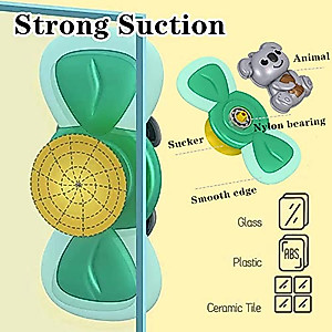 YLTTZH 3 Pcs/Set Toddler Toys Suction Cup Fidget Spinner Toys for Babies 1 2 3,Toddlers Suction Fidget Spinning Toys for Babies,Bath Teething Airplane Window Travel Sensory Toys for Toddler Baby 1-3