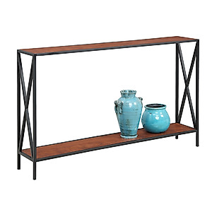 Convenience Concepts Tucson Console Table 47.25" - Modern Sofa Table with Storage Shelf, Entryway Hall Table for Living Room, Cherry/Black