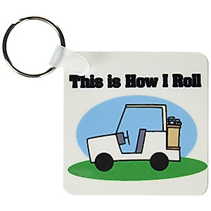 3dRose This Is How I Roll Golf Cart Golfing Design - Key Chains, 2.25 x 4.5 inches, set of 2 (kc_102572_1)