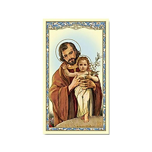 Christian Brands St. Joseph with Child Prayer Card- Cardstock Holy Card with Novena to St Joseph Prayer on the back (10 pack) Multi 2 38 W x 18 H -