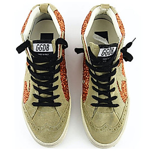 Golden Goose Mid Star Glitter Upper Suede Star Spur Wave and Heel Womens Sneakers - 37