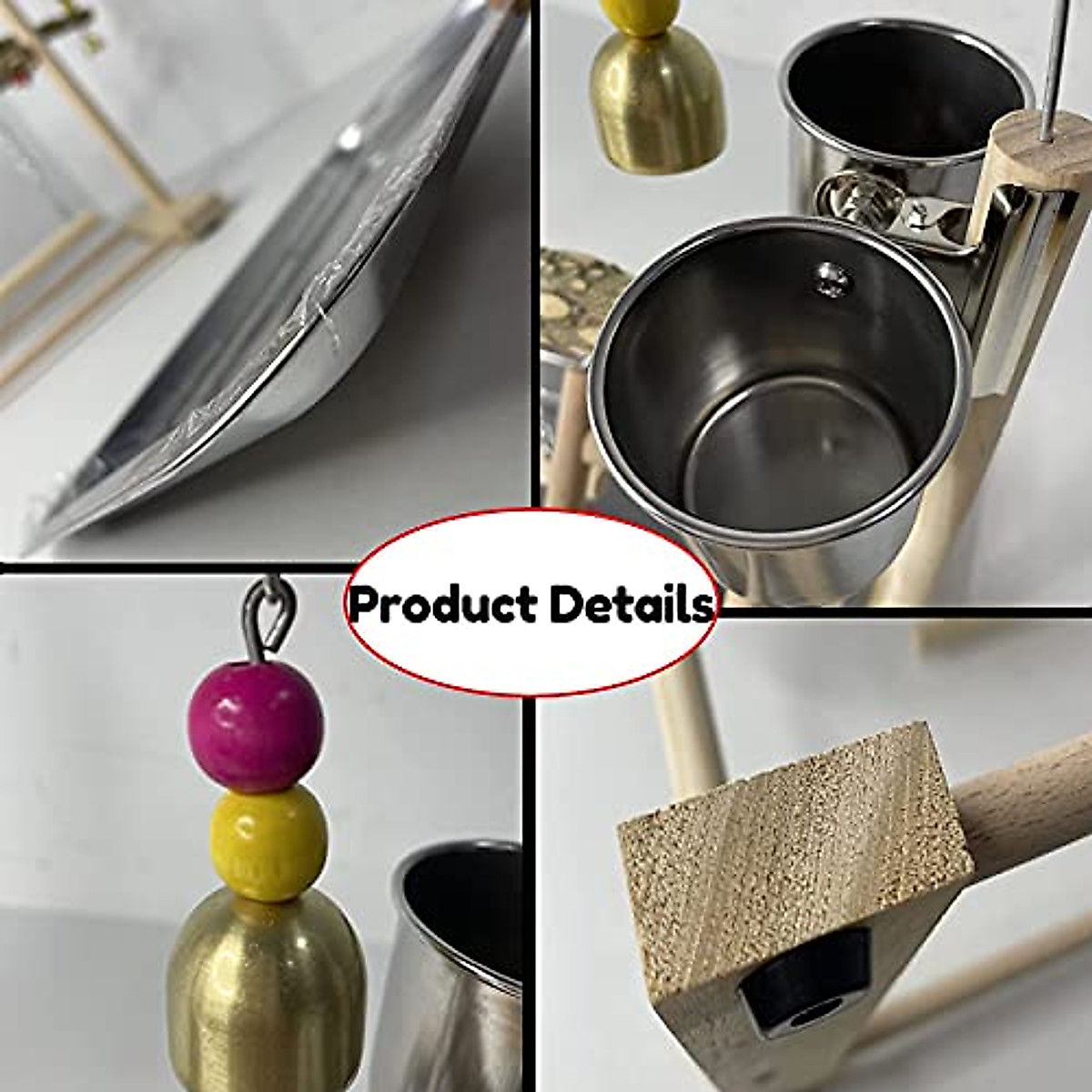 Tfwadmx Bird Playground Parrots Play Stand Birdcage Play Stand Play Gym Parakeet Ladders Exercise with Feeder Cups for Cockatoo Lovebirds SmallBirds Conure Cockatiel Cage Accessories Toy