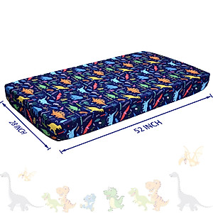 Cloele Dinosaur Fitted Crib Sheet - Baby 100% Polyester 1 Pack Crib Sheet for Standard Crib and Toddler Mattresses - Blue Nursery Bed Sheet Crib Mattress Toddler Sheet for Baby Boys