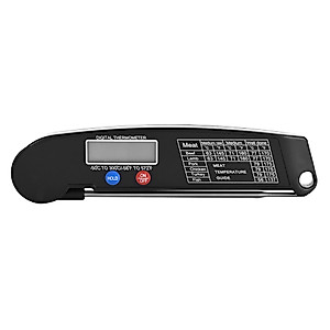 BBQ Meat Thermometer Ultra Thin Cooking Meat Thermometer Digital Folding Food Thermometer Probe for Grilling Oven Smoker Kitchen(Black)