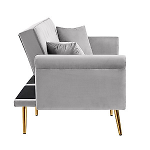 SOFTSEA Sofa Bed Sleeper Couches and Sofas - 74'' Couch Recliner Convertible Sofa Modern Adjustable Futon Couches Sofas Bed for Living Room Fold Up and Down Recliner Couch (Light Grey)