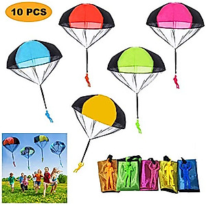 SUPRBIRD Parachute Toys for Kids, 10 Pcs Tangle Free Throwing Toy Parachute, Outdoor Flying Parachute Men Toy, Army Soldiers Guys Toy, No Battery Throwing Hand Toy for Kids Party Favor