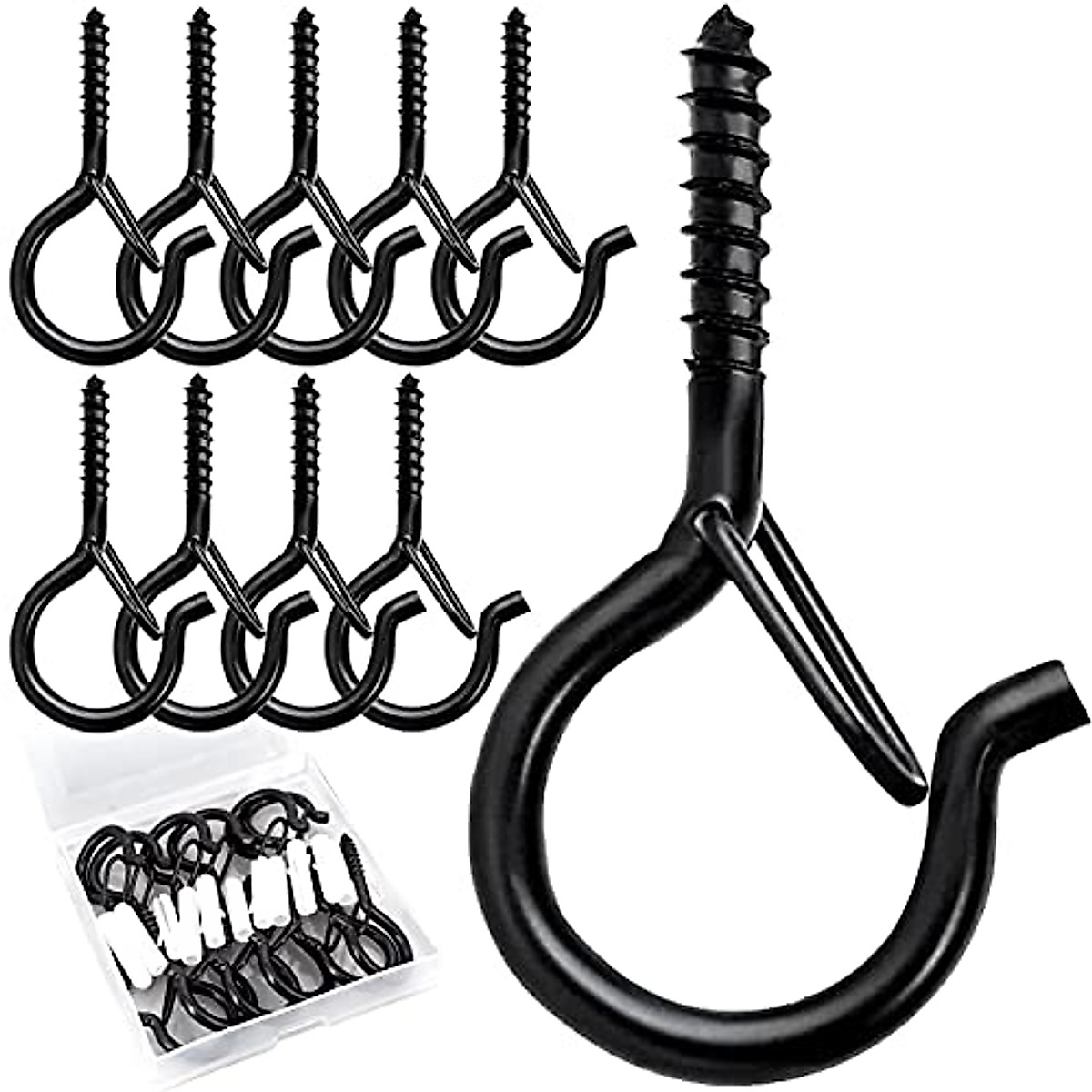 12 Pcs Screw Hooks for Hanging Outdoor Lights, Screw in Hooks Home Christmas Lights Hanger Hooks for Garage New Year Party and Festival Decorations, Easy Release