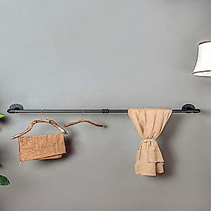 SERENITA Industrial Pipe Clothing Rack 37" Heavy Duty Black Iron Pipe Clothing Garment Hanging Rod Bars. Wall Mounted. Closet Laundy 1 Piece