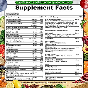 Vegan Whole Food Multivitamin without Iron, Daily Multivitamin for Men and Women, Organic Fruits & Vegetables, B-Complex, Probiotics, Enzymes, CoQ10, Omegas, Turmeric, All Natural, Non-GMO, 180 Count