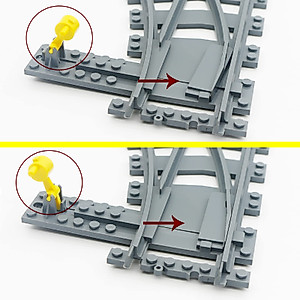 City Train Track - 2 Sets Track Switch Accessories Building Block, Road Flexible Rails Bricks Toys