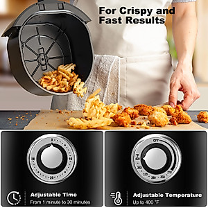 Willz Small Compact Electric Air Fryer Oil Free Quick Cook with Time & Temperature Control & Auto Shut Off Feature, Non-Stick Air Fry Basket, 2.6 Quart, 1200W, Black