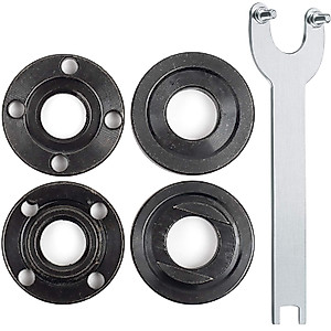 KOWOOD 4-1/2" 5" 5pcs Angle Grinder Flange Nuts with Spanner Compatible for Dewalt Makita Angle Grinder Flange with 5/8"-11 threaded shaft