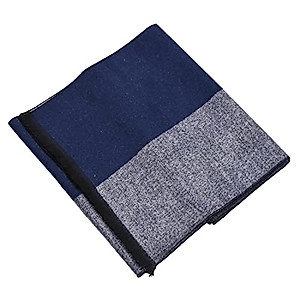 Runtlly Men's Winter Cashmere Scarf Stripes Warm Soft Scarves with Tassel Luxurious Winter Scarf M189510 NavyGrey