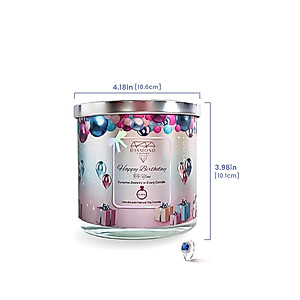 Diamond Empire Happy Birthday Candle with Surprise Jewelry Inside (Surprise Jewelry Valued up to $3,500) 2 Wick Candle (Burn up to 120 H) Ring Size 6