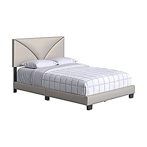 Boyd Sleep Cornerstone Platform Bed Frame with Fabric Upholstered Headboard and Wooden Slats Supports, Box Spring Required: Faux Leather, Silver, Full