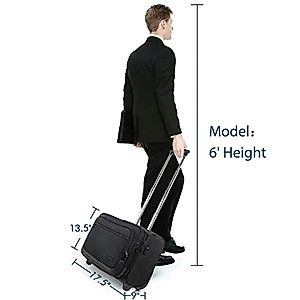 Ytonet Rolling Laptop Bag, 17 Inch Rolling Briefcase for Men Women, Water Resistant Roller Bag with Wheels and USB Charging Port, Gift for Men Women Business Travel Work, Black