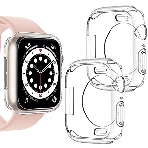 [2 Pack] Goton Bumper Case for Apple Watch Series 6 5 4 SE(2023) 40mm, Ultra Thin Soft TPU Shockproof Edge Case Cover Bumper Protector for iWatch Accessories (No Screen Protector) Clear+Clear, 40mm