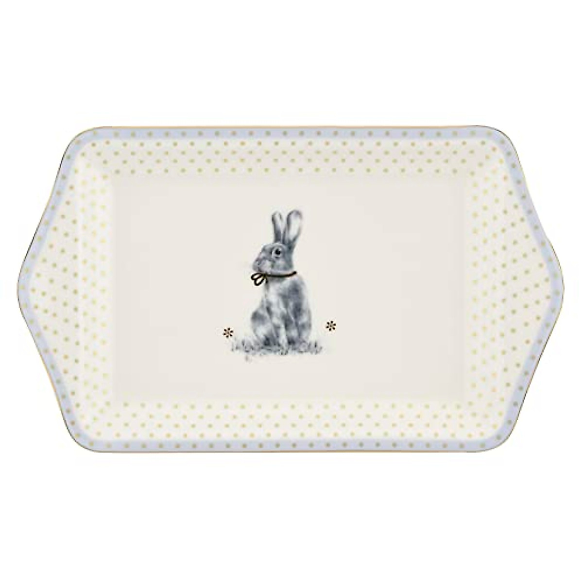Spode Meadow Lane Dessert Tray | Serving Platter | Dessert, Breakfast, and Appetizer Tray | Party Food Serving Platter | Assorted Bunny Motif | Measures 12-Inches | Made of Porcelain