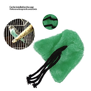Parrot Warm Plush Fleece Bird Blanket Cuddle Nest Sleeping Nest Birds Cage Hanging Bed House for Parakeet Cockatiel(S Green)