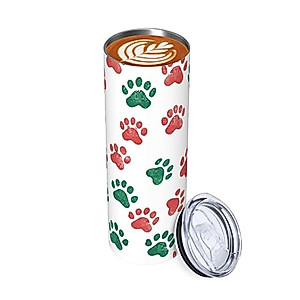 Tangopi Pink Teal Paw 20 oz Tumbler with Lid and Straw Insulated Travel Coffee Mug Reusable Spill Proof Coffee Cups Stainless Steel Water Bottle for Hot and Cold Drinks